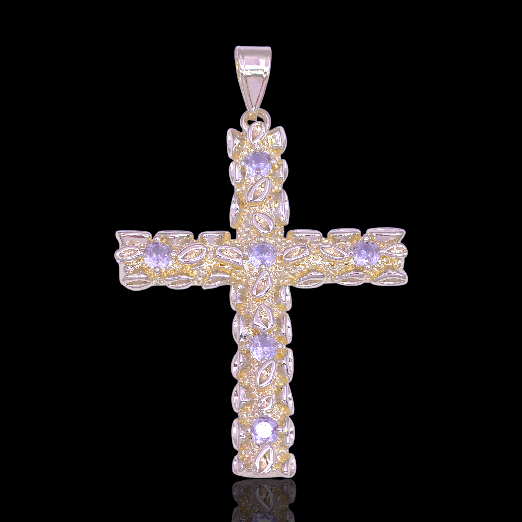 Gold Filled Oro Laminado Angels Cross Zirconia Pendant | KUANIA